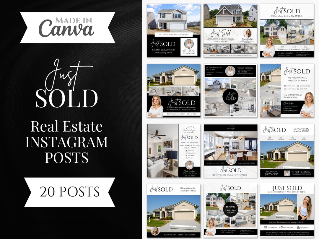20 Just Sold Social Media Posts | Real Estate Instagram Post Templates ...