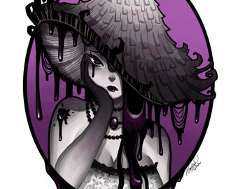 Inky Cap Lady Print - Etsy