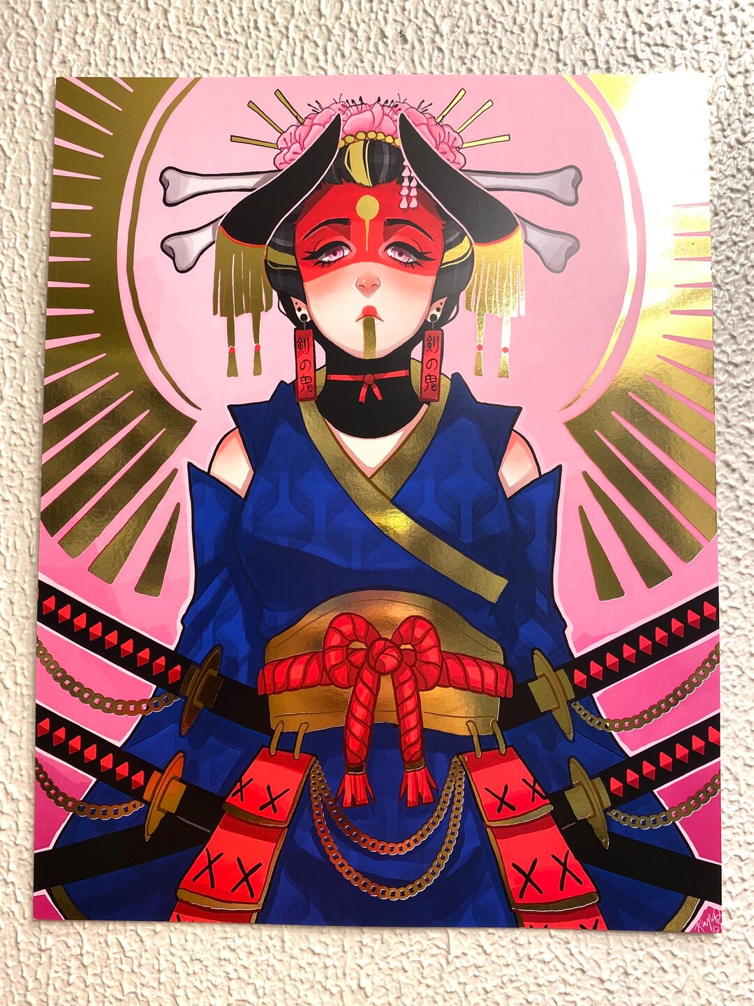 Demon Geisha Gold Foil Print - Etsy