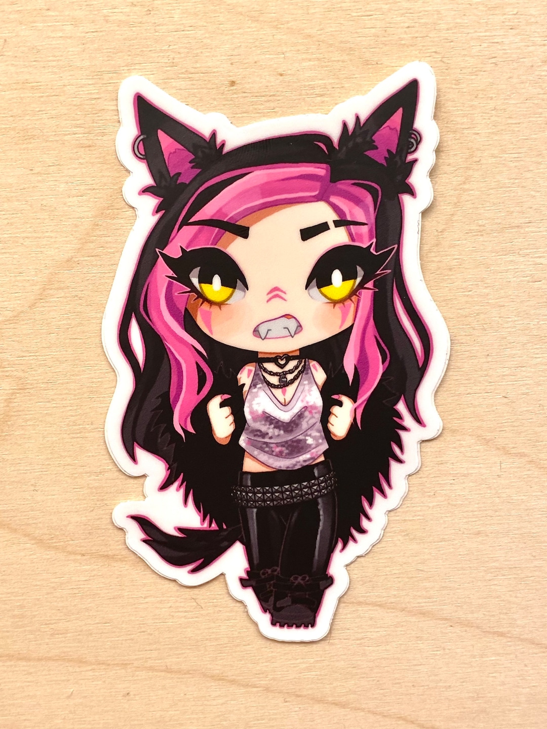 Glam Wolf Girl Sticker - Etsy