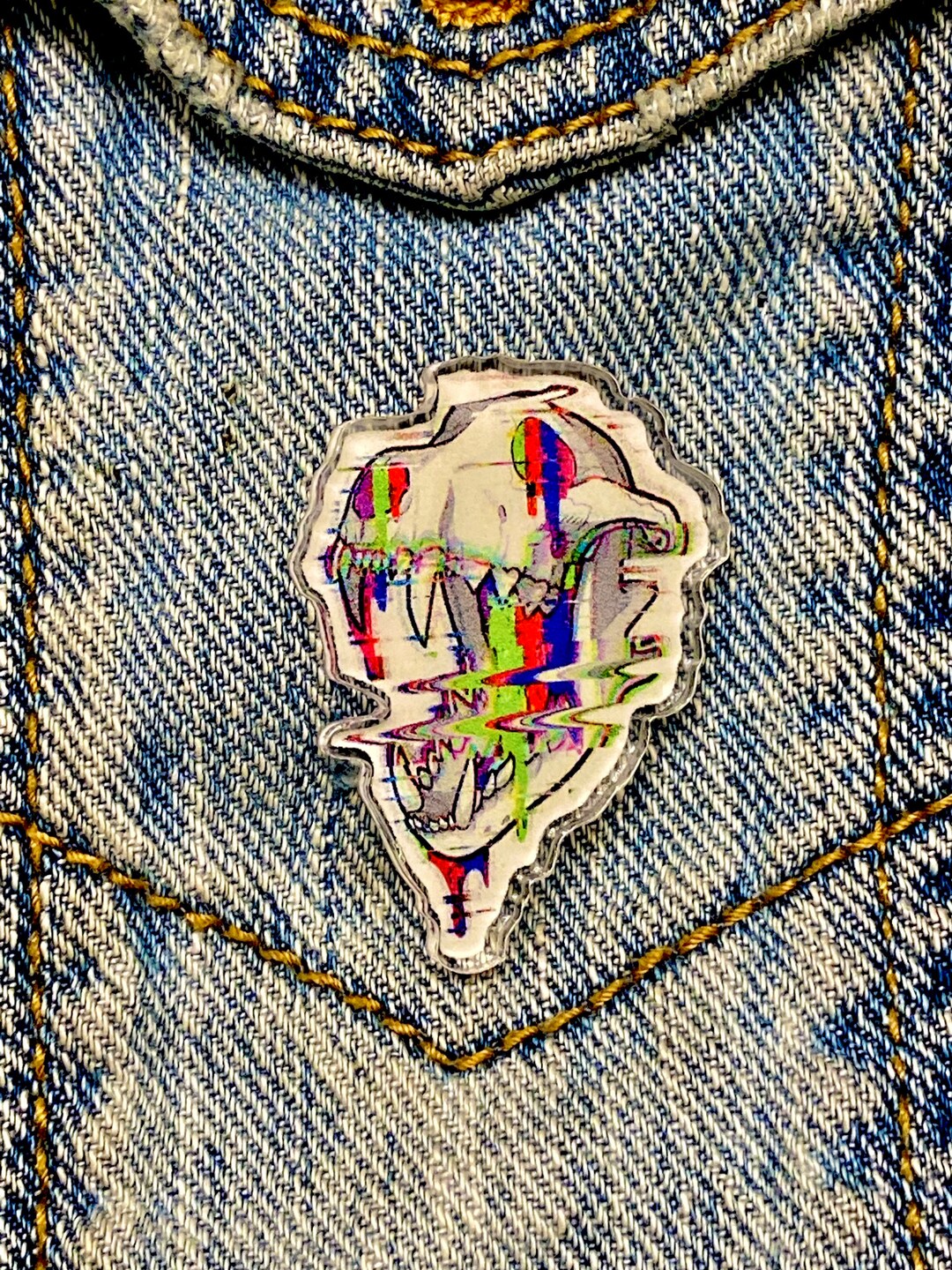 Glitch Wolf Acrylic Pin - Etsy
