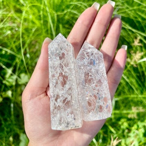 Fire and Ice Crystal Tower Crackle Quartz（the Second One Only Half ...