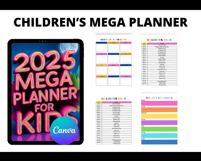 Children's Planner | 2025 Kids Mega Planner – Fun, Colorful Daily ...