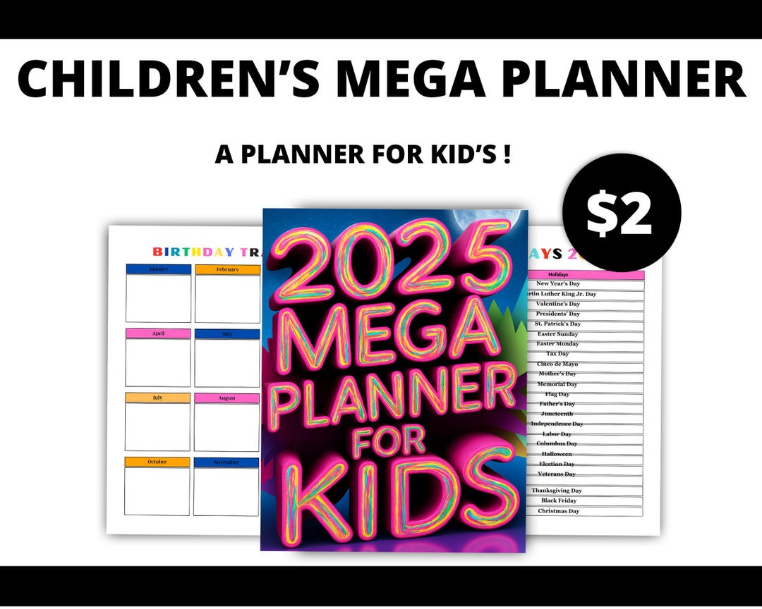Children's Planner | 2025 Kids Mega Planner – Fun, Colorful Daily ...