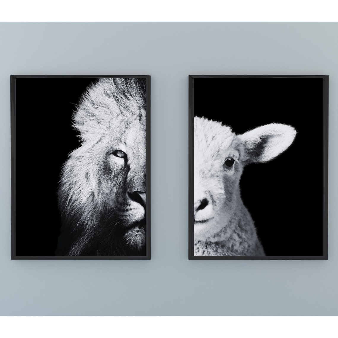 Lion and the Lamb Art / Christian Home Decor Wall Art / - Etsy