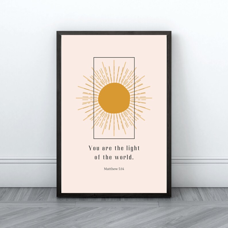 You Are the Light of the World / Boho Christian Wall Art / Christian ...