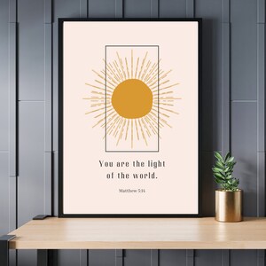 You Are the Light of the World / Boho Christian Wall Art / Christian ...