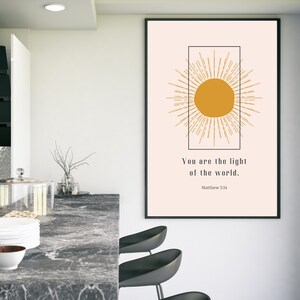 You Are the Light of the World / Boho Christian Wall Art / Christian ...