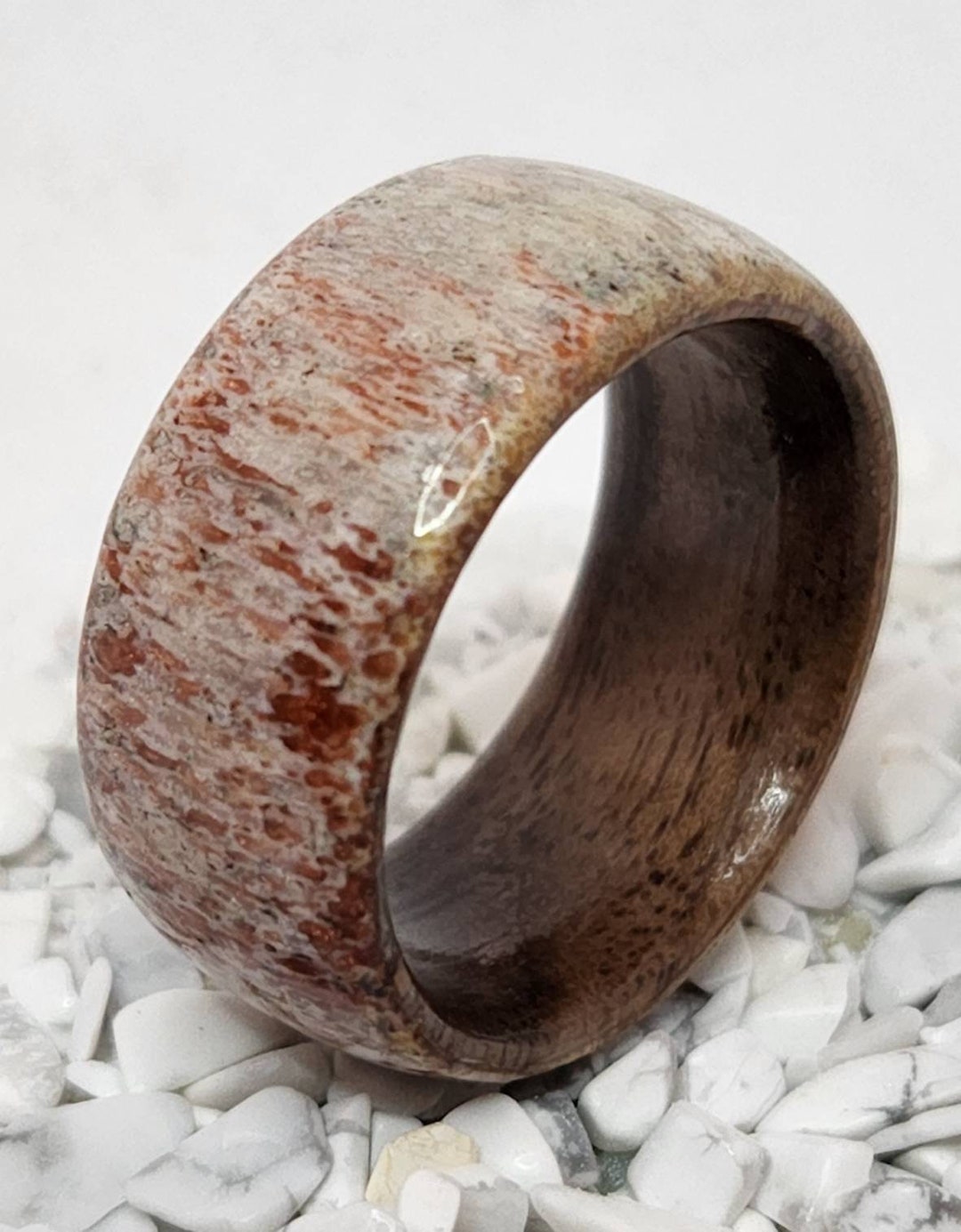 Antler and Walnut Hand Turned Ring. Mens - Etsy