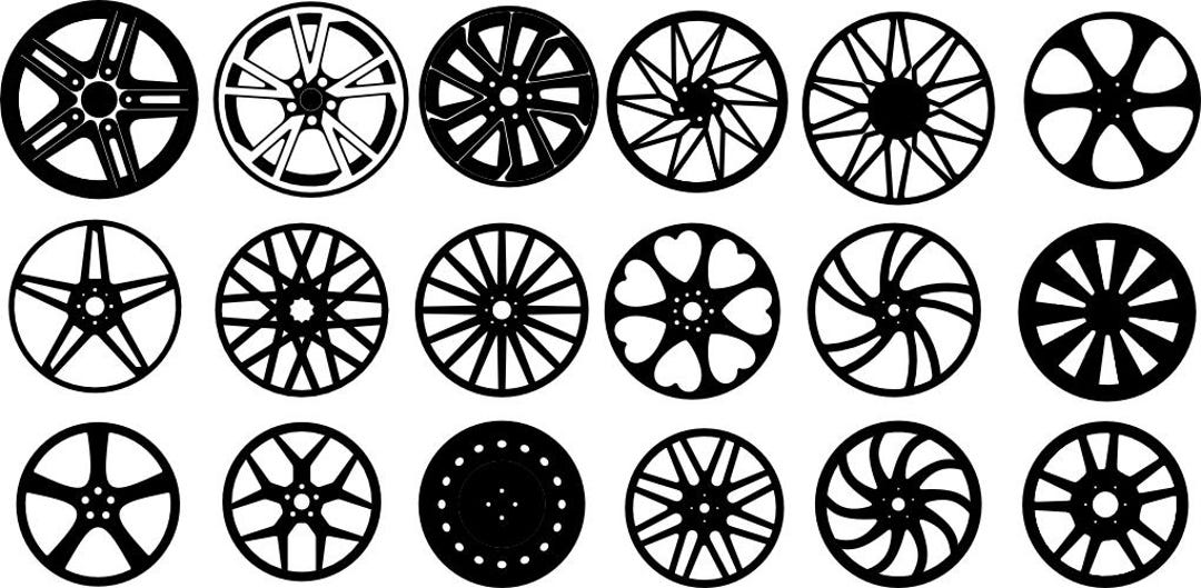 Bundle of 20 Cad-drawn Car Wheel Rim Vector File Patterns - Etsy