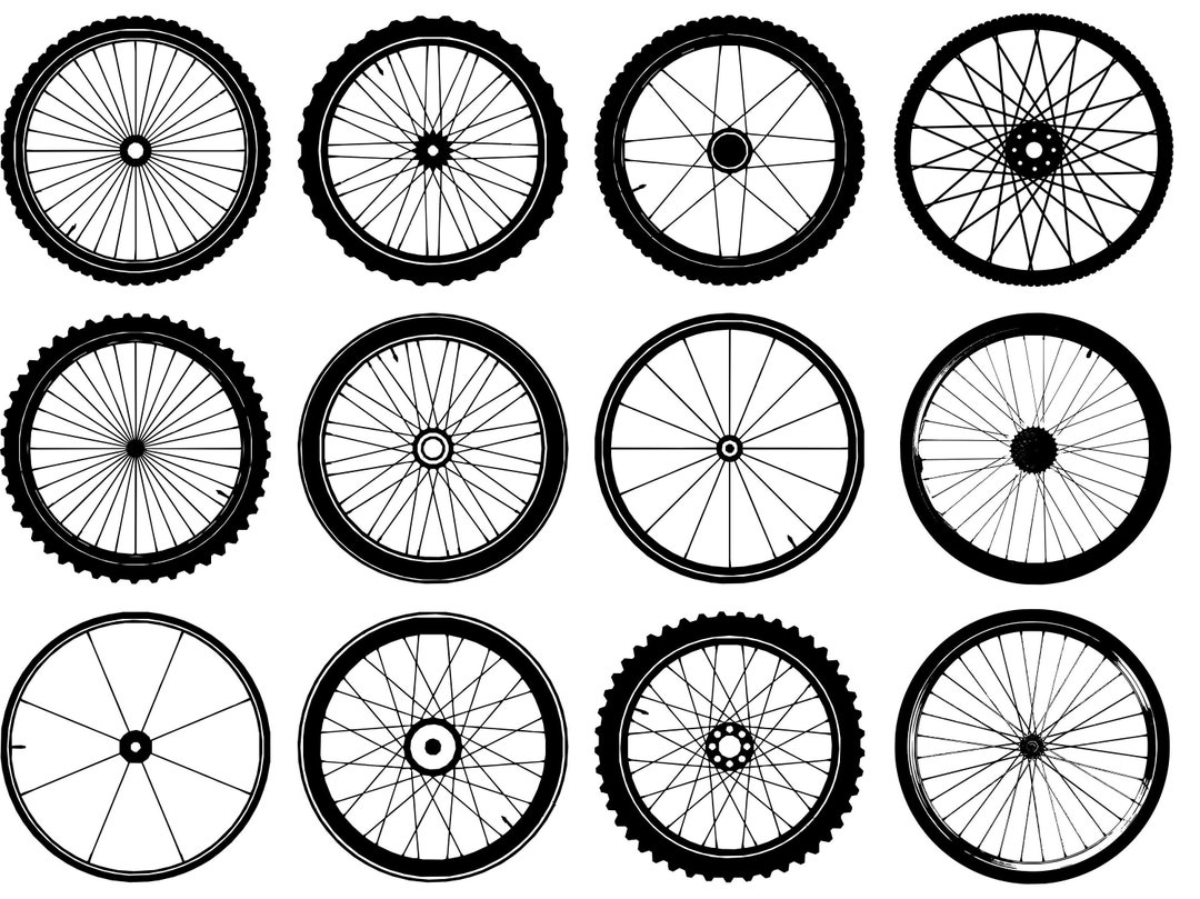 Bicycle Themed Vector Images. 12 Wheels, 6 Bicycles and 6 Pedal ...