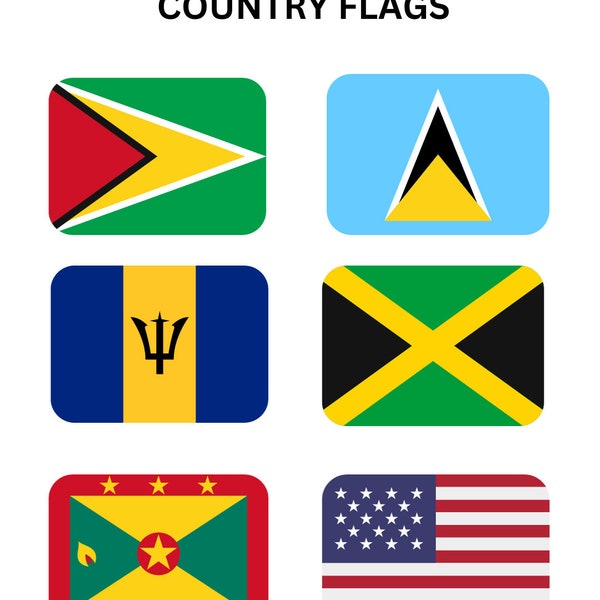 Caribbean Country Flags - Etsy