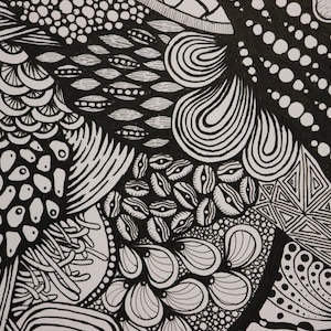 Black and White Zentangle ORIGINAL - Etsy