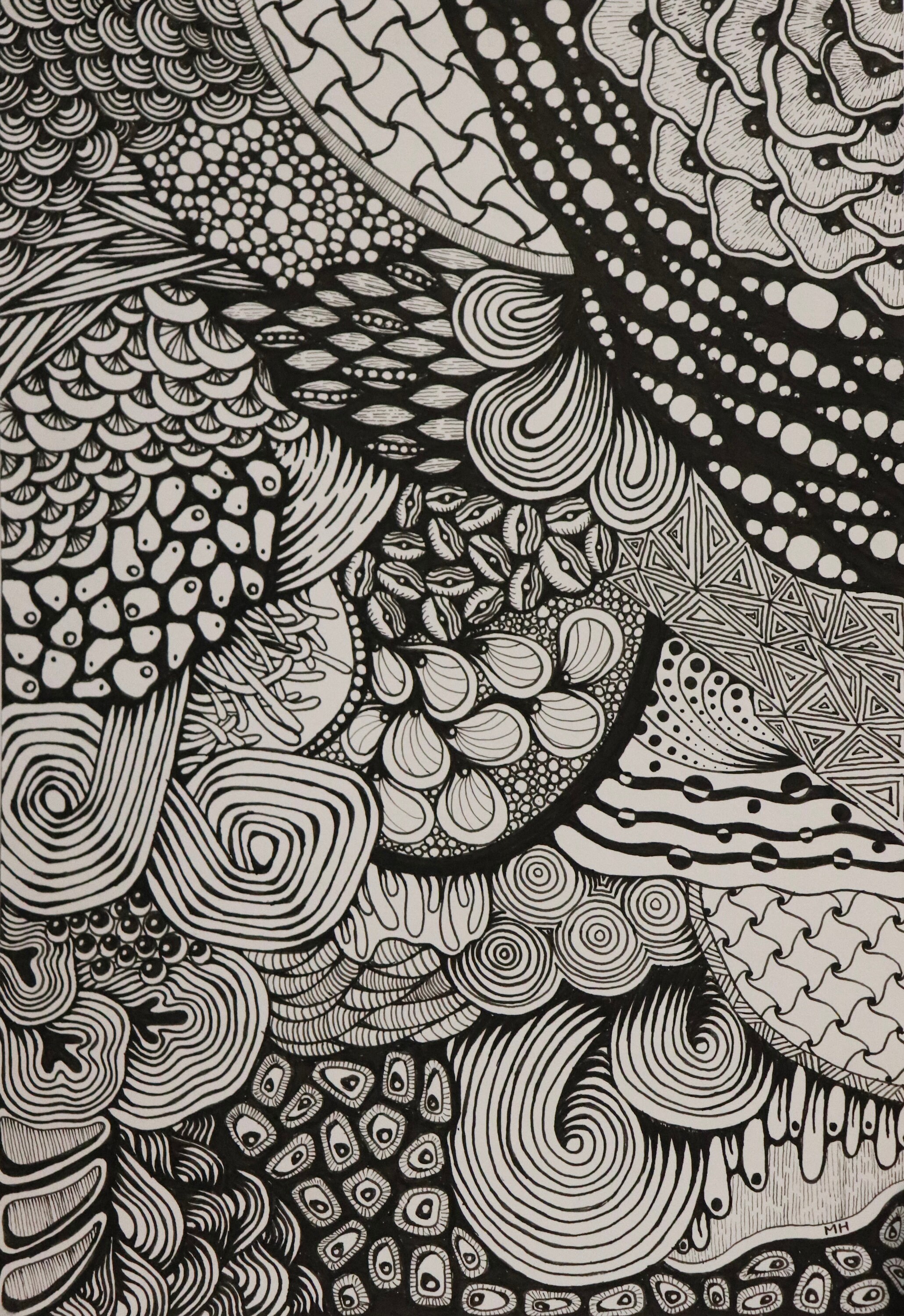Black and White Zentangle ORIGINAL - Etsy