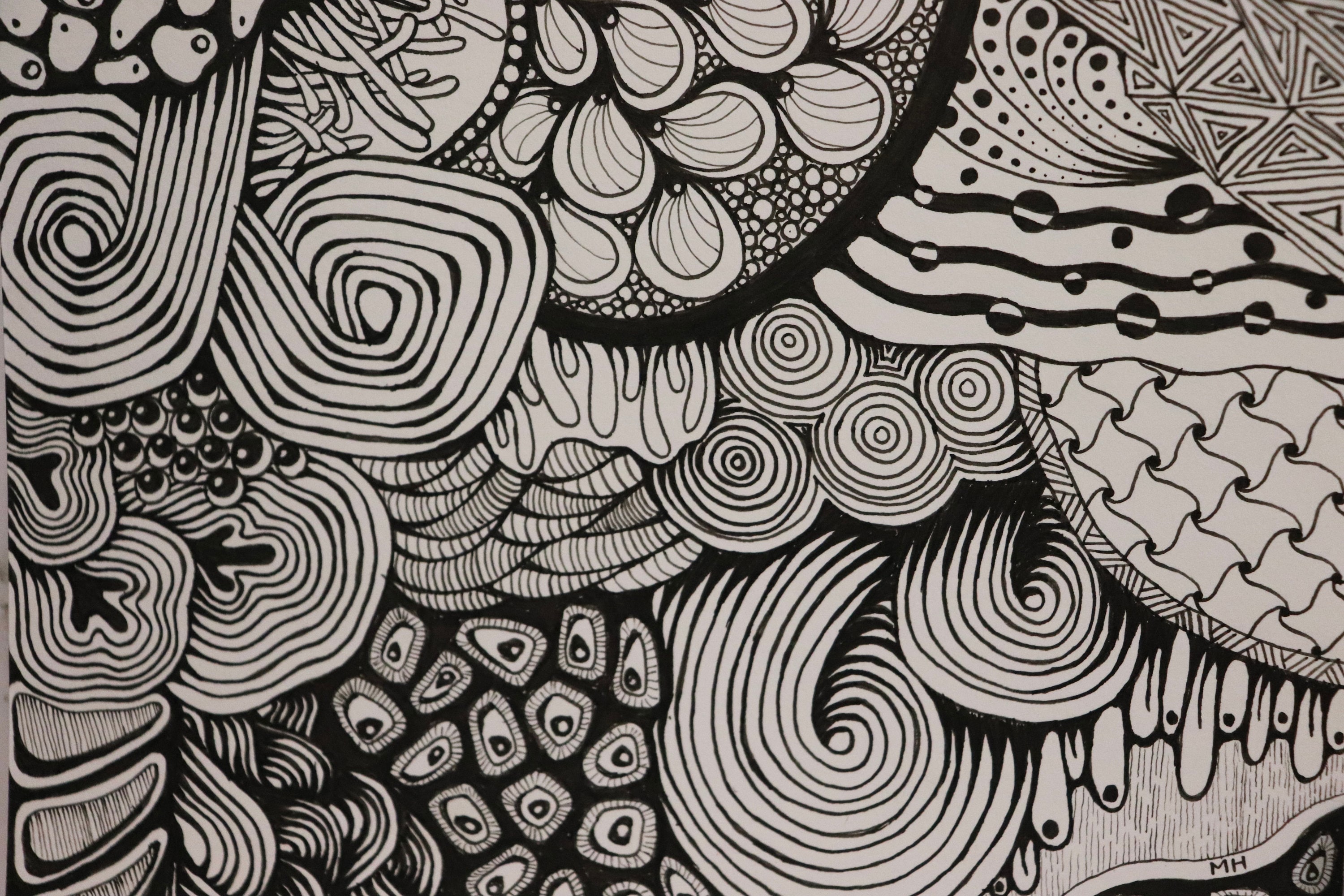 7”x10” Black and White Zentangle ORIGINAL - Etsy