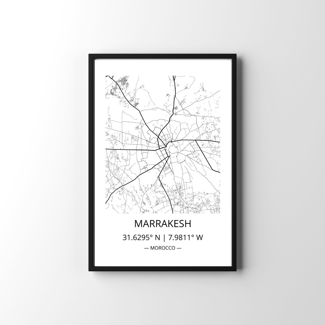 Instant Downloadable Marrakesh Map With Coordinates Wall Art - Etsy