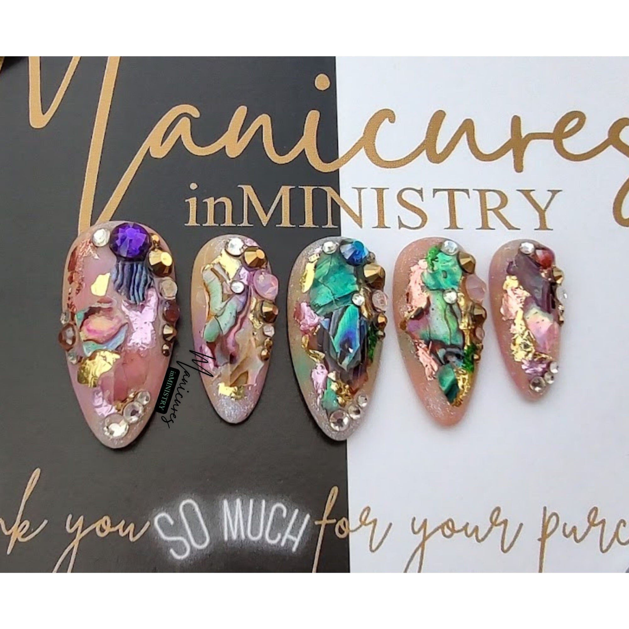 Sea Shell Nails Abalone Nails Aquatic Nails Encapsulated Nails Fake ...