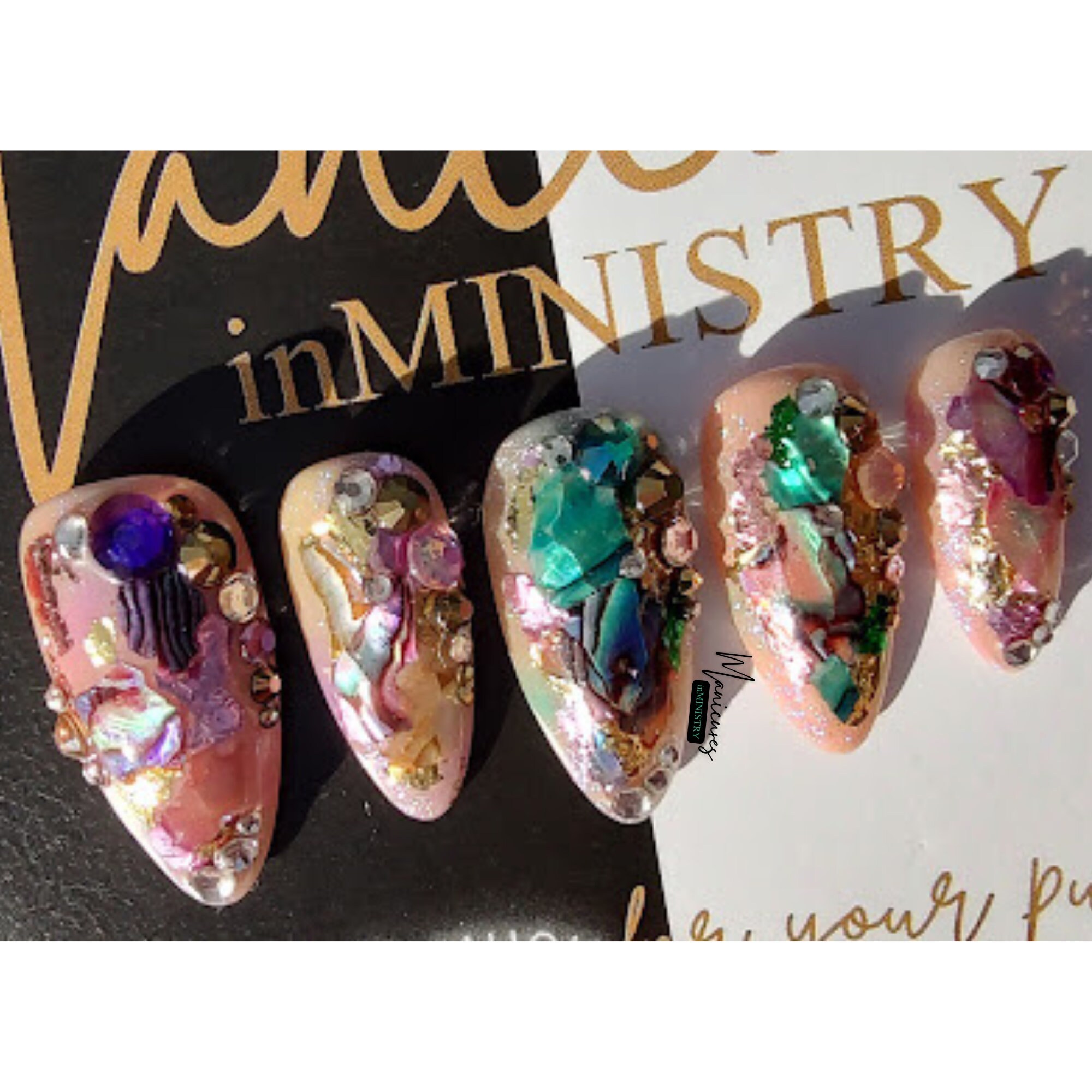 Sea Shell Nails Abalone Nails Aquatic Nails Encapsulated Nails Fake ...