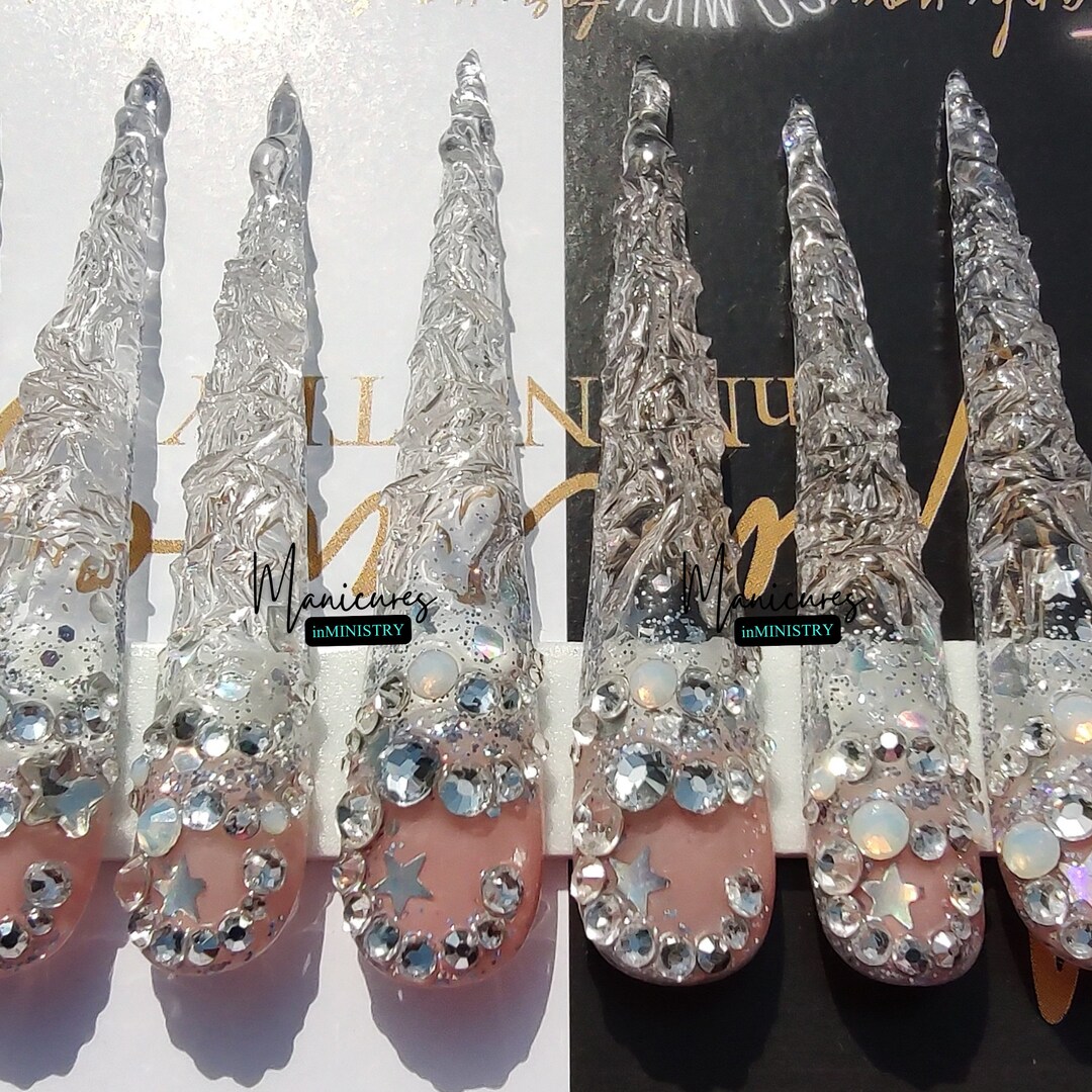 Icicle Nails, 4XL Stiletto Nails, Bling Nails, Cracked Glass Nails ...