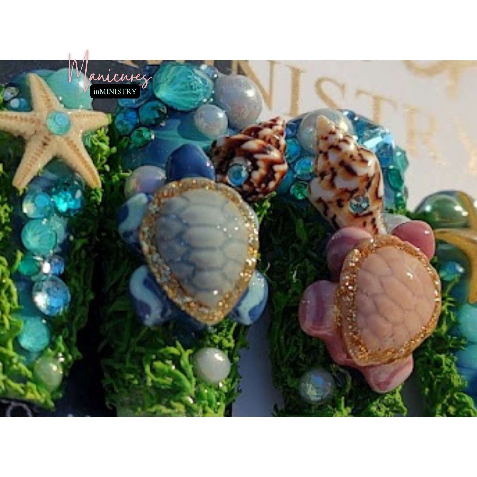 Moss Garden Nails Custom Nail Art Seashell Ocean Nails Custom Reusable ...