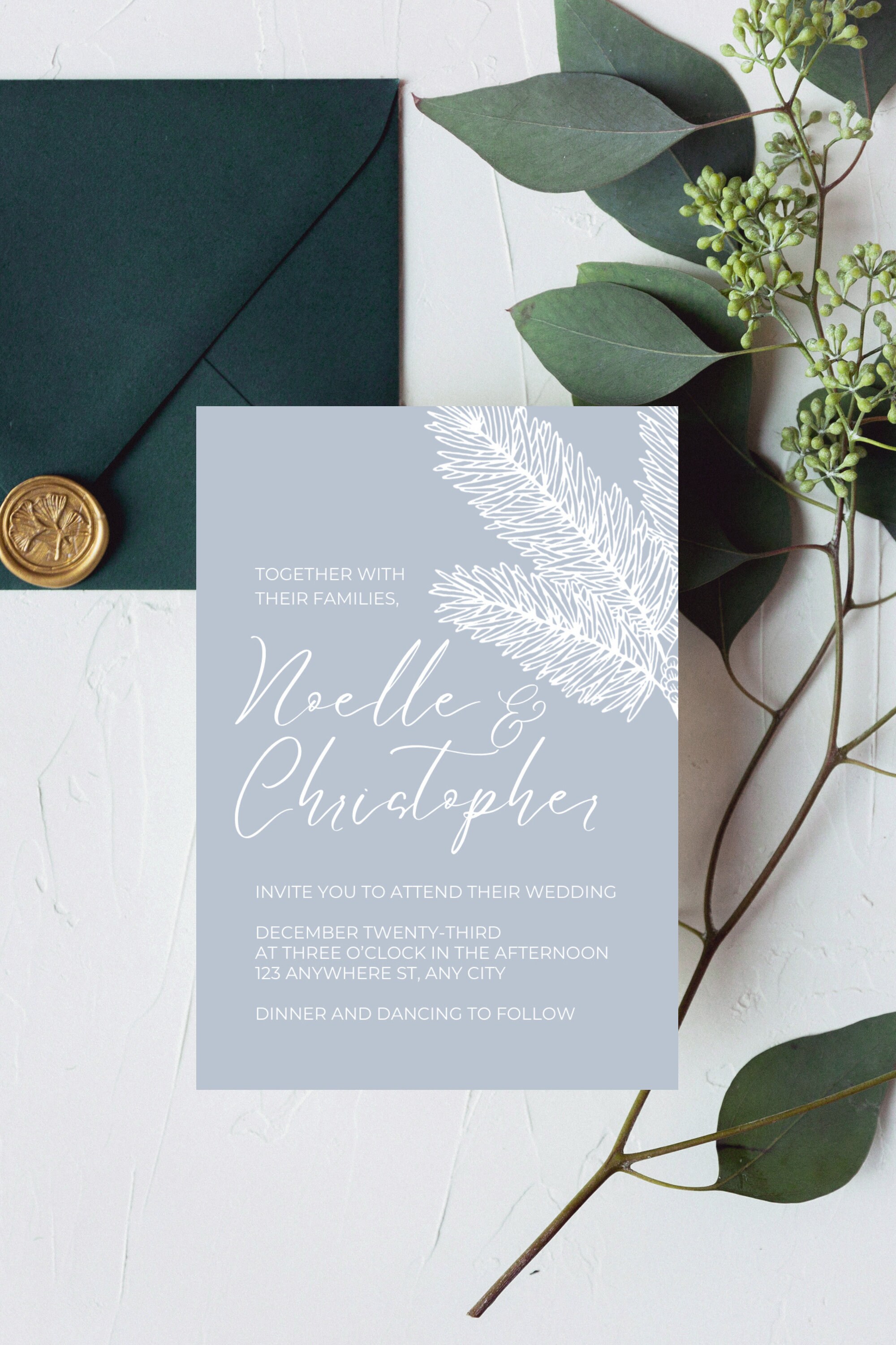 Powder Blue Winter Wonderland Wedding Invitation Suite | Editable ...