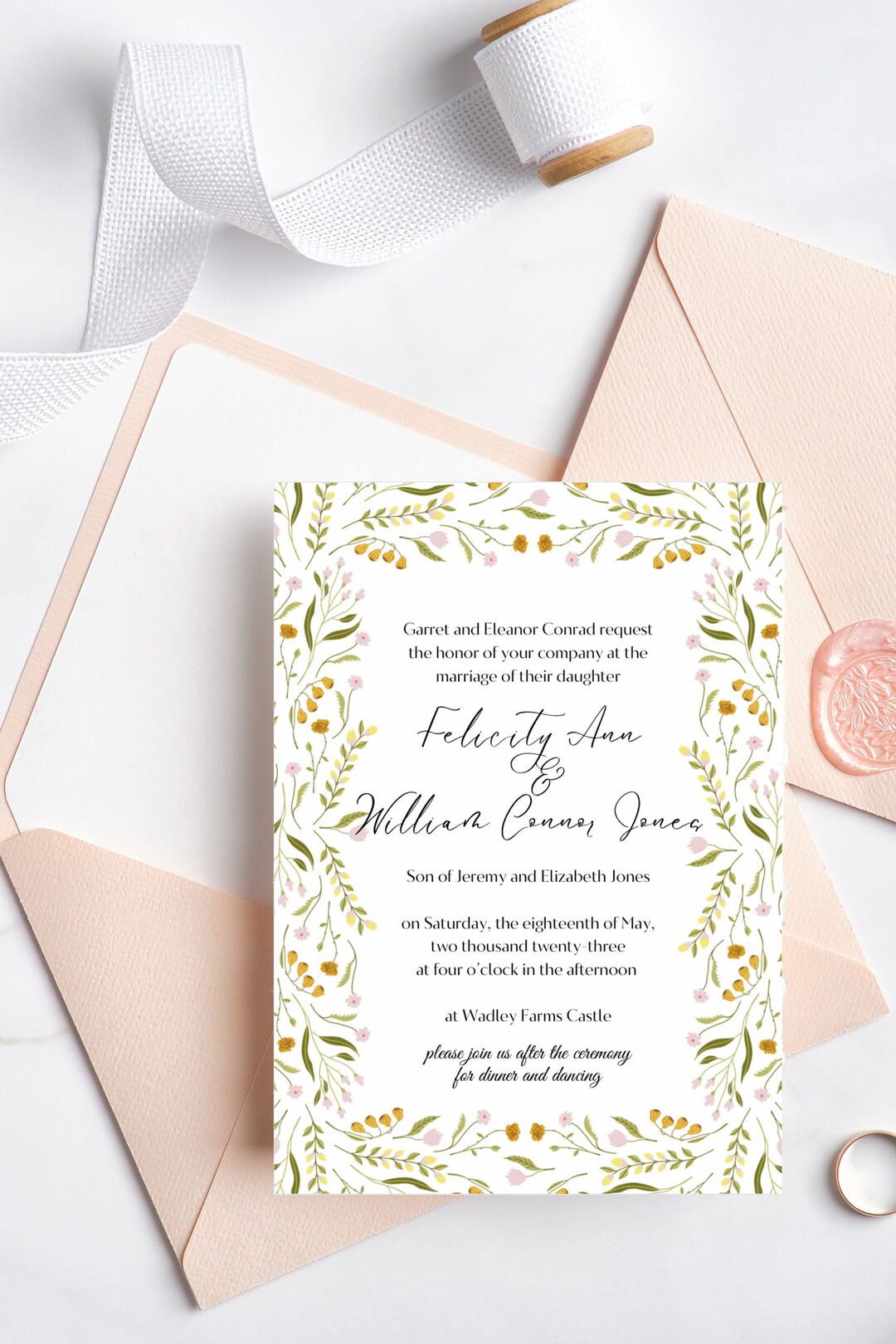 Enchanted Garden Wedding Invitation Suite | Cottagecore Aesthetic ...
