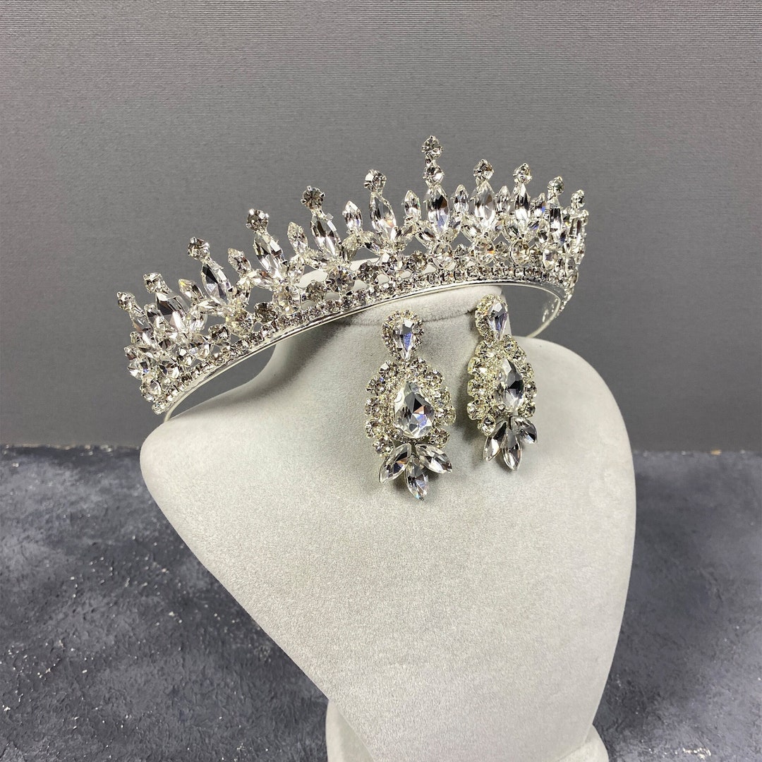 Bridal Crystal Tiara and Earrings Set, Wedding Jewelry - Etsy