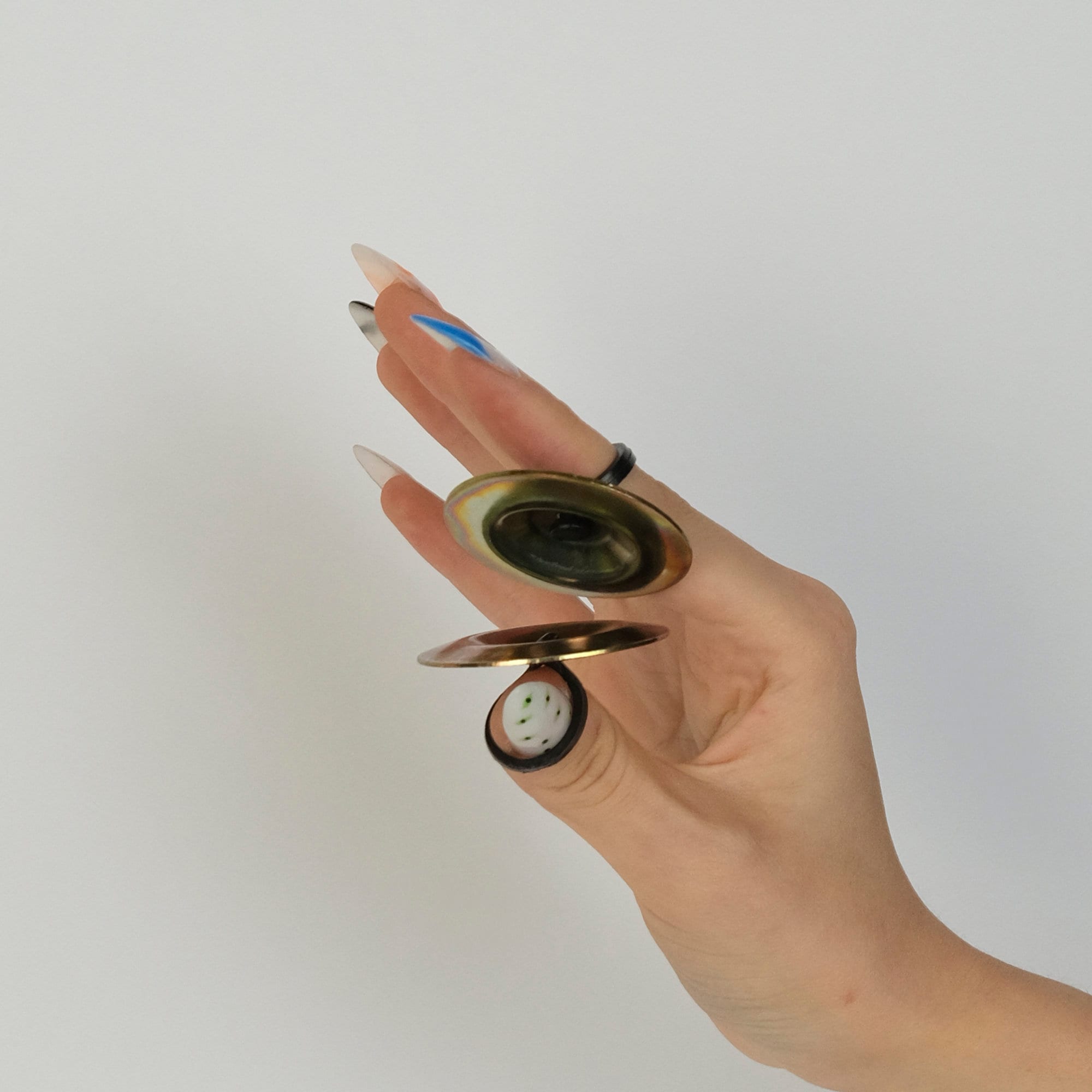 2 Pairs Brass Finger Cymbals Zills for Belly Dancing, Brass With ...
