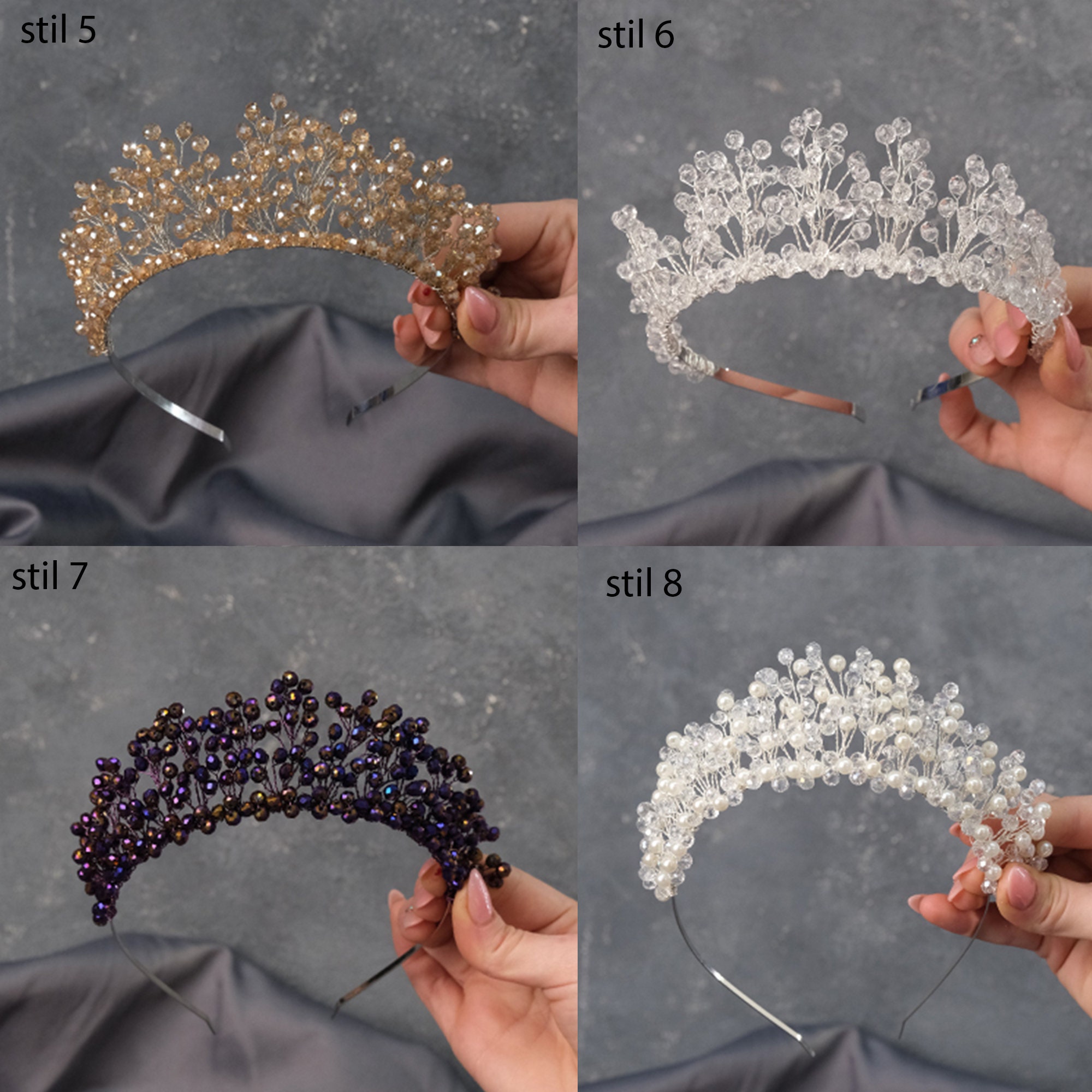 Crystal Bead Crown Bridal Tiara tiara for Women Pearl - Etsy