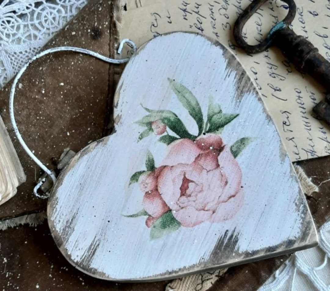 Hand-painted Wooden Heart Craft - Etsy