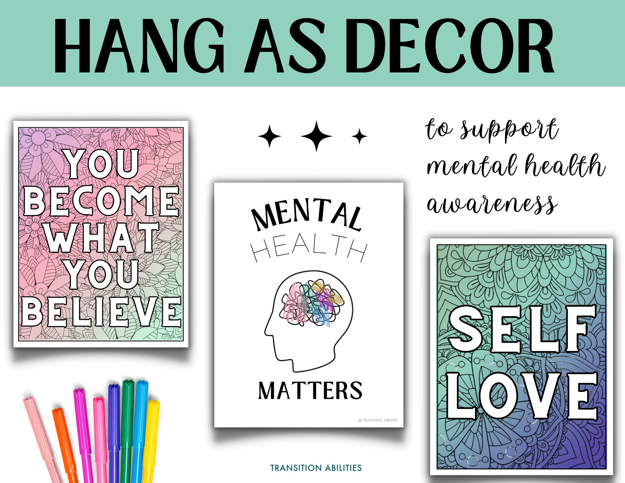 Mental Health Awareness | Mindfulness Mandala Coloring Pages ...