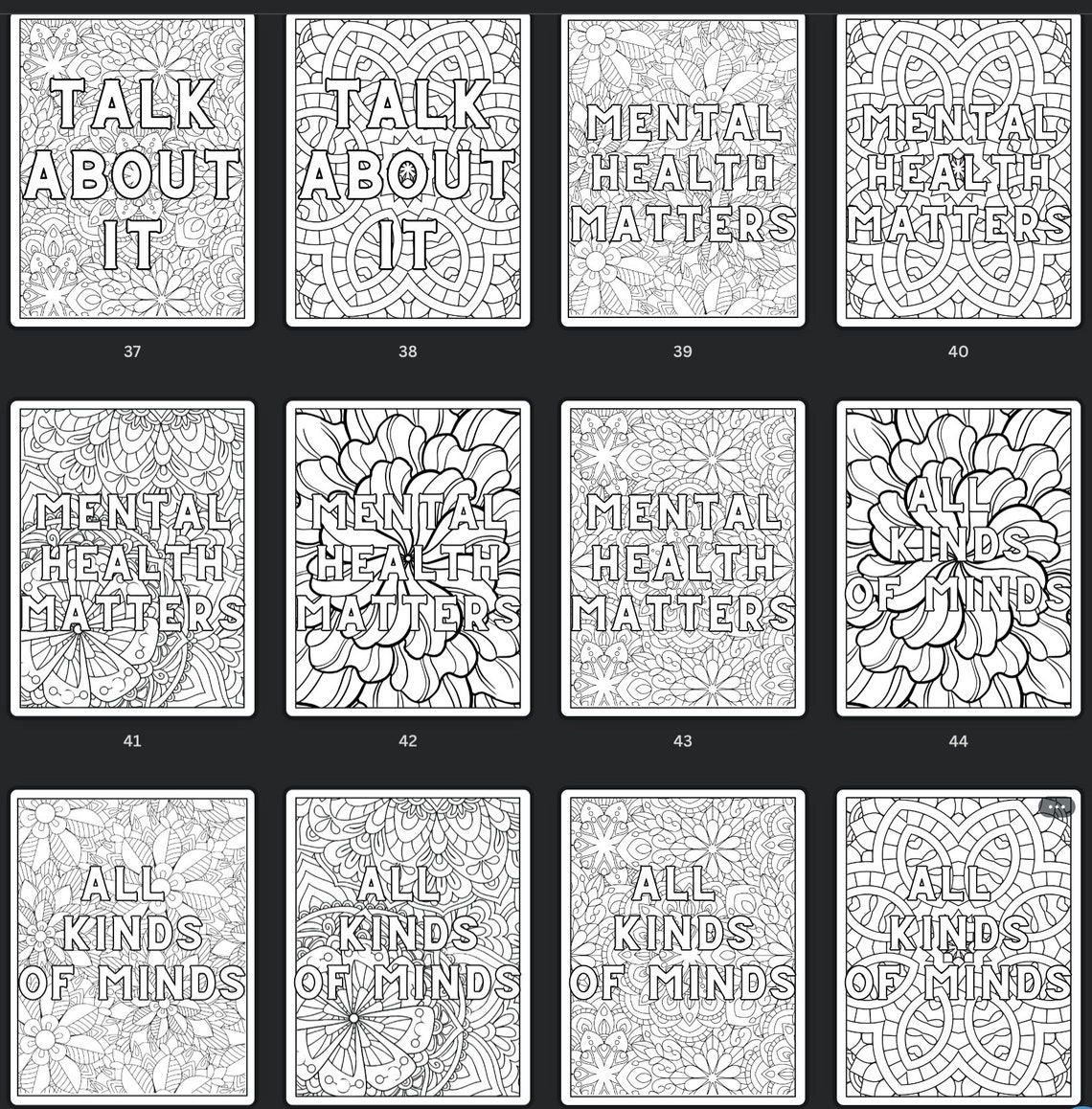 Mental Health Awareness Mindfulness Mandala Coloring Pages ...