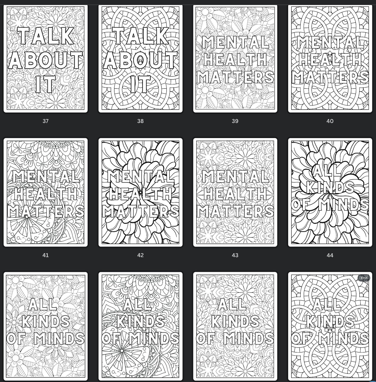 Mental Health Awareness | Mindfulness Mandala Coloring Pages ...