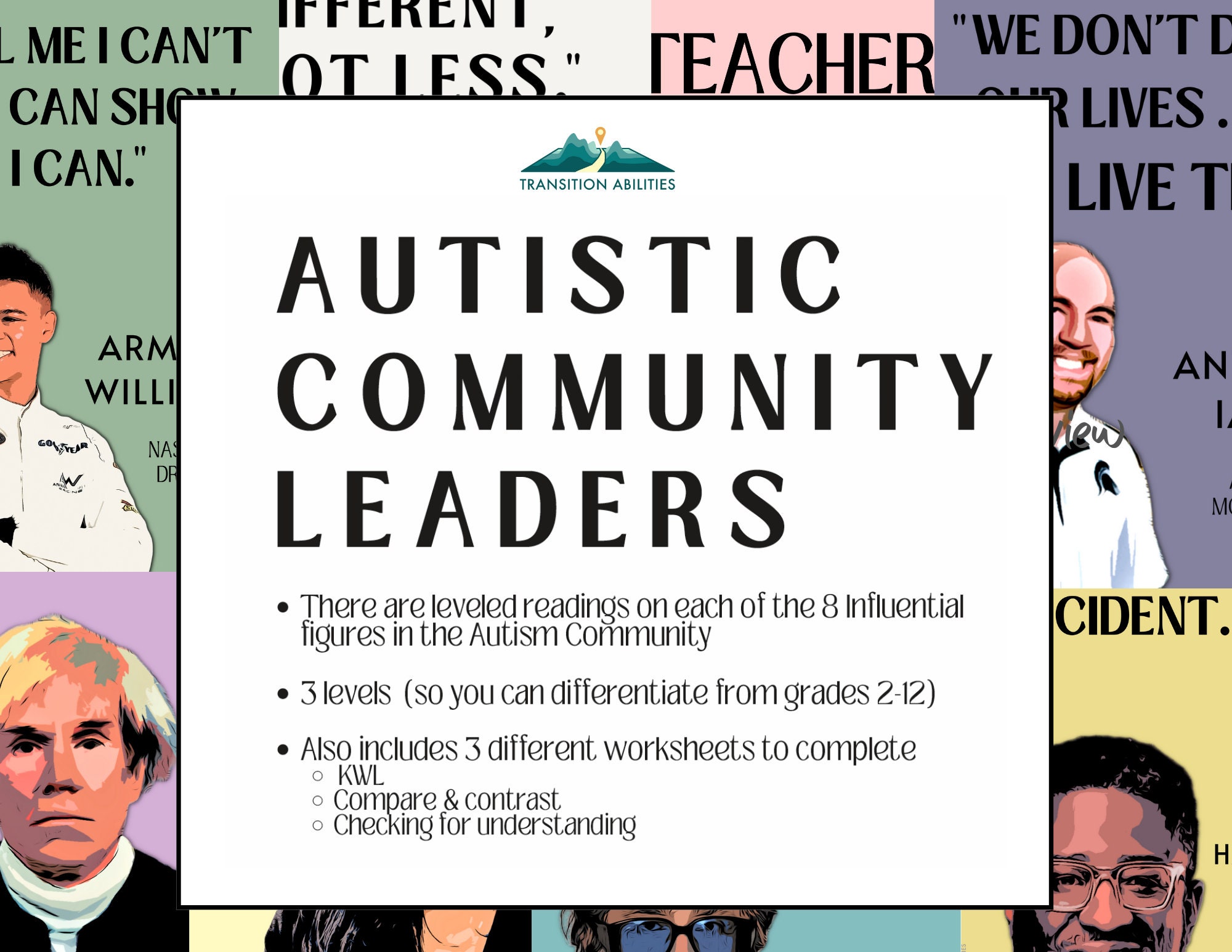 Famous Autistic People Classroom Bulletin Board Set Printable Poster ...