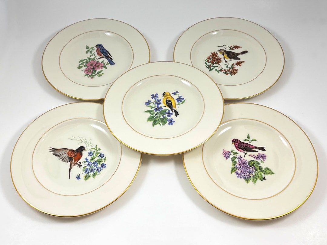 Pickard China Bird & Flower Plates 6.5 Set of 5 - Etsy