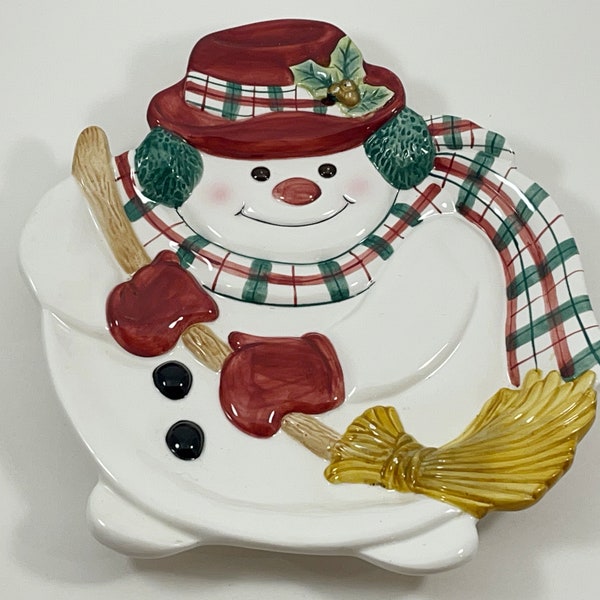 Fitz and Floyd Snowman Plate - Etsy