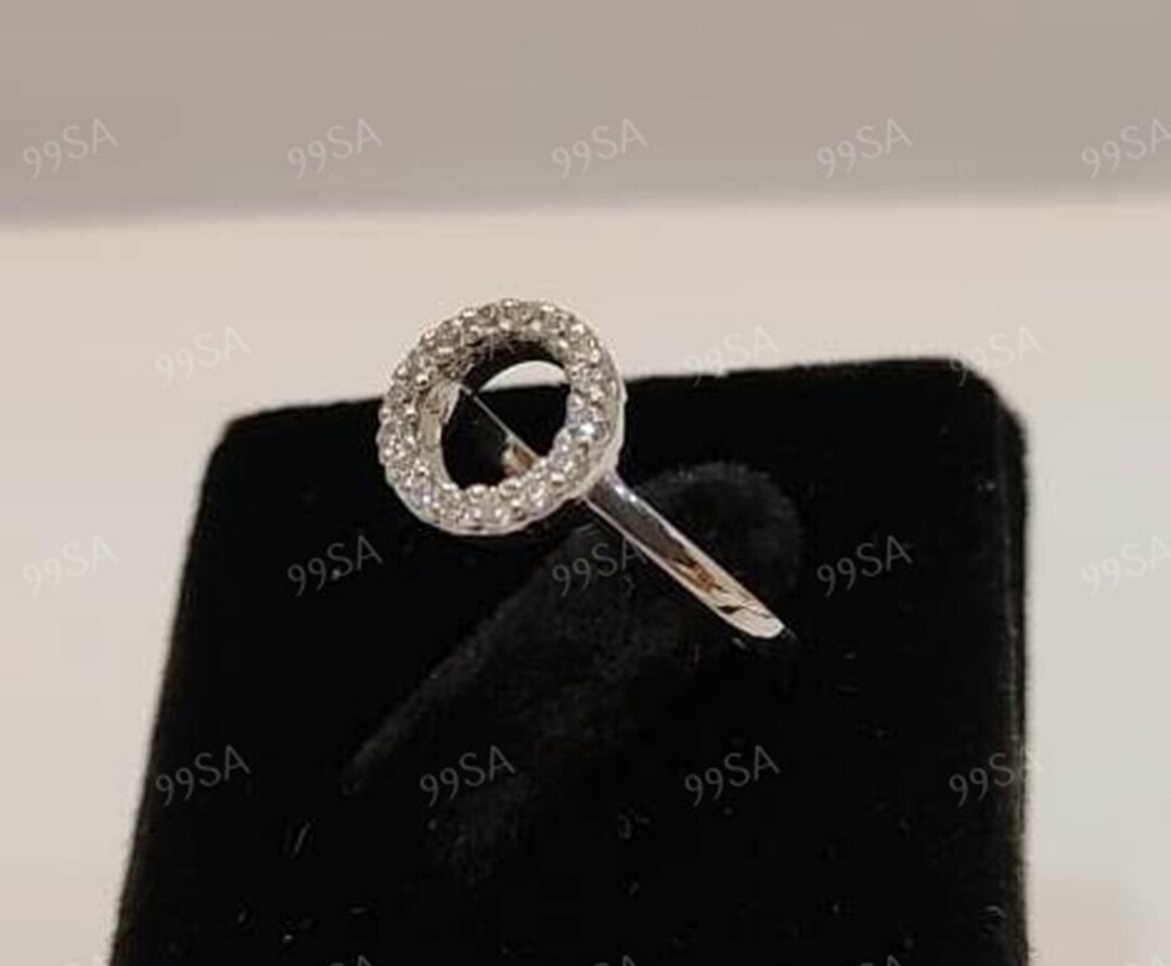 White Round Cut Engagement Wedding Ring in 935 Argentium Silver,unique ...