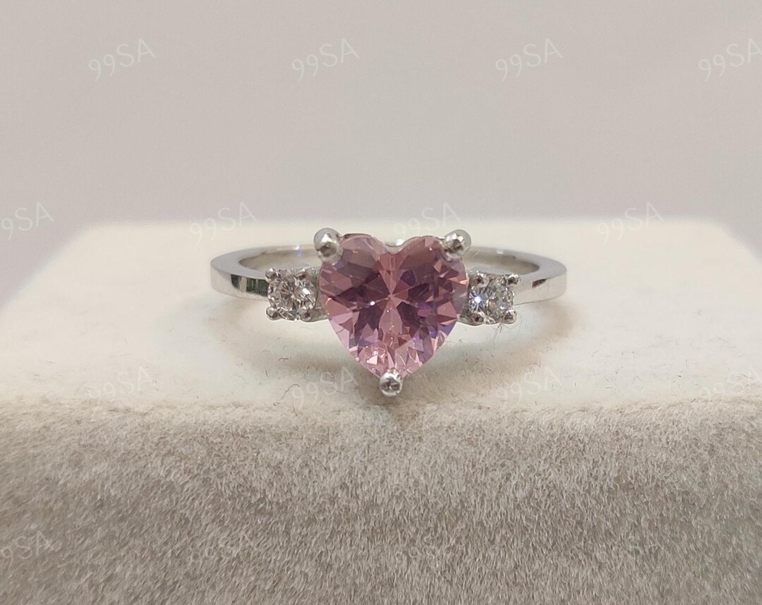 2.20ct Light Pink Heart Cut Wedding Engagement Ring in 935 Silver ...