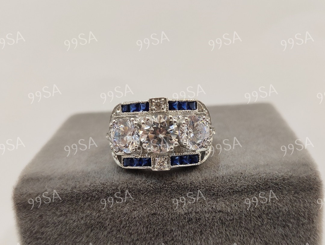 1930s Vintage 2.30ct White Round Cut Engagement Ring in 925 Sterling ...