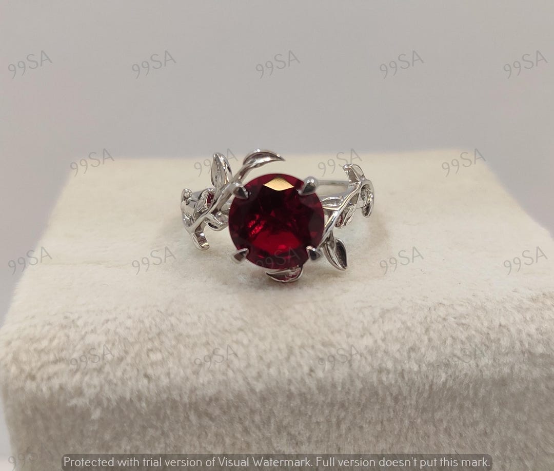 1920s Vintage 2.10ct Ruby Round Cut Engagement Ring in 935 Argentium ...