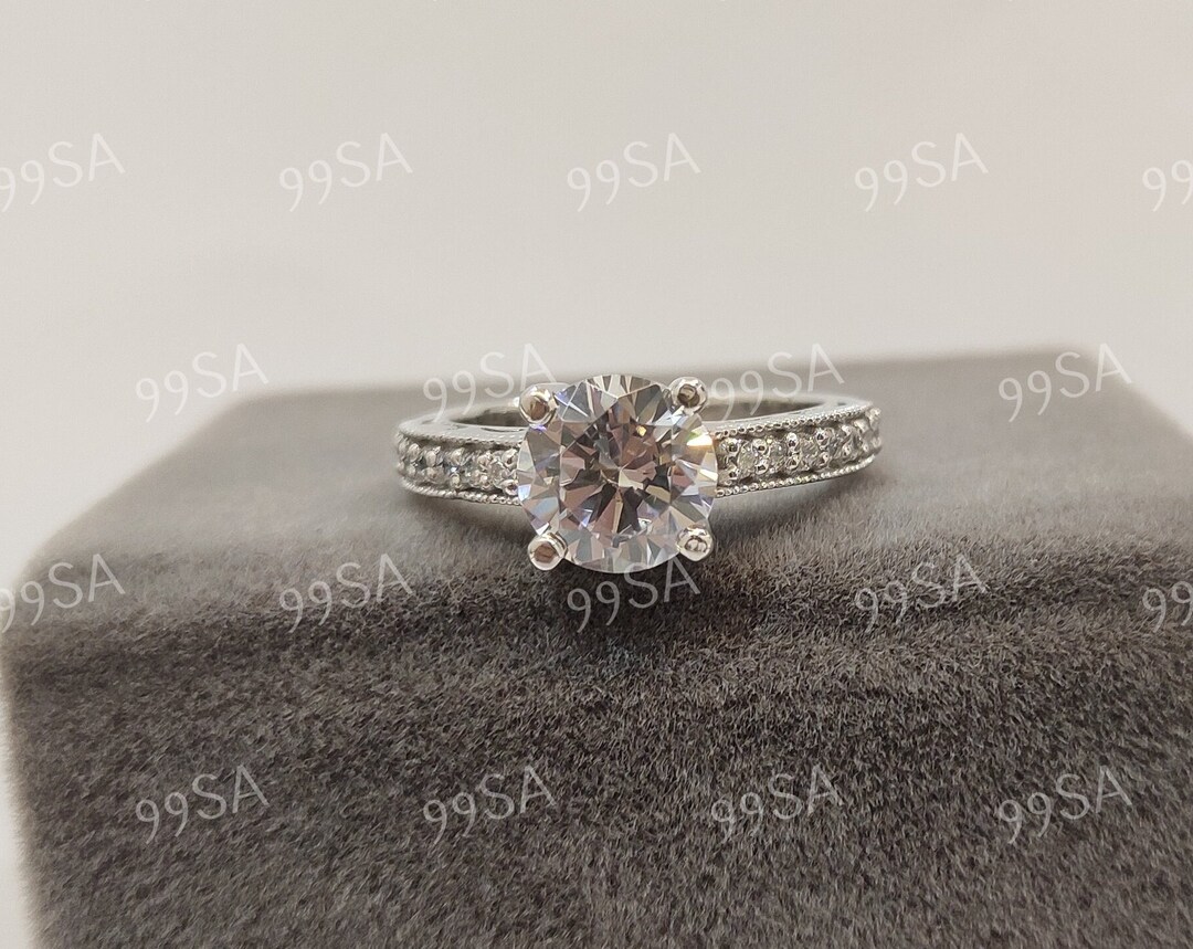 1930s Antique 2.30ct White Round Cut Engagement Ring in 925 Sterling ...
