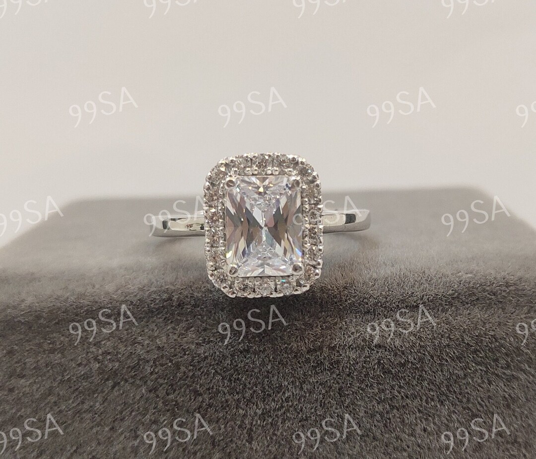 1930s Vintage 2.30ct White Radiant Cut Engagement Ring in 925 Sterling ...