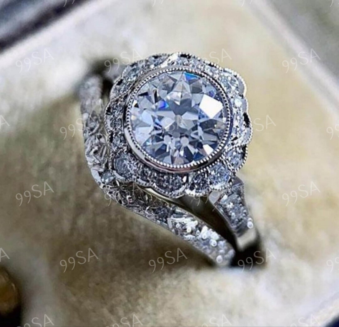 1930s Vintage 2.30 Carat White Round Cut Diamond Wedding Engagement ...