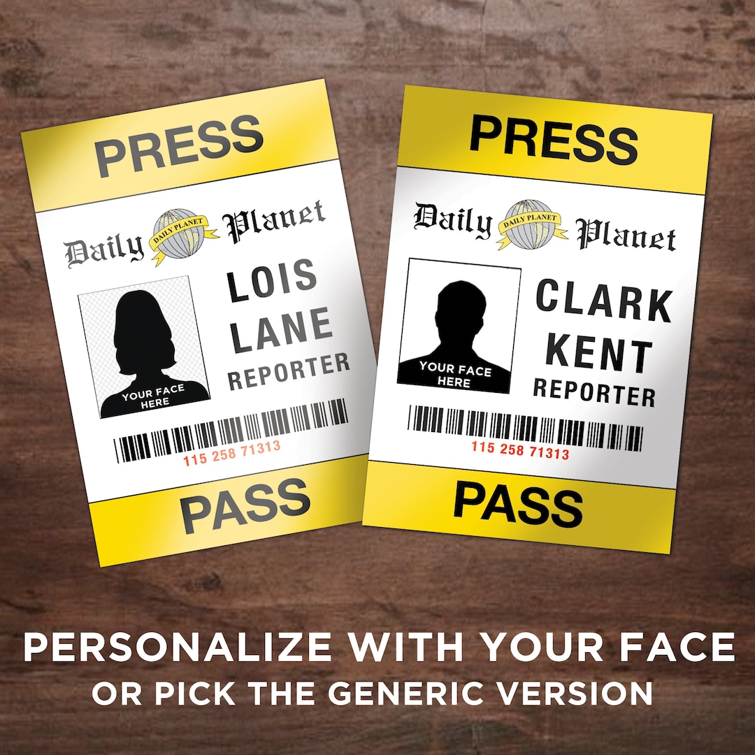 Personalized Lois And/or Clark Press Pass Badge With Badge Sleeve and ...