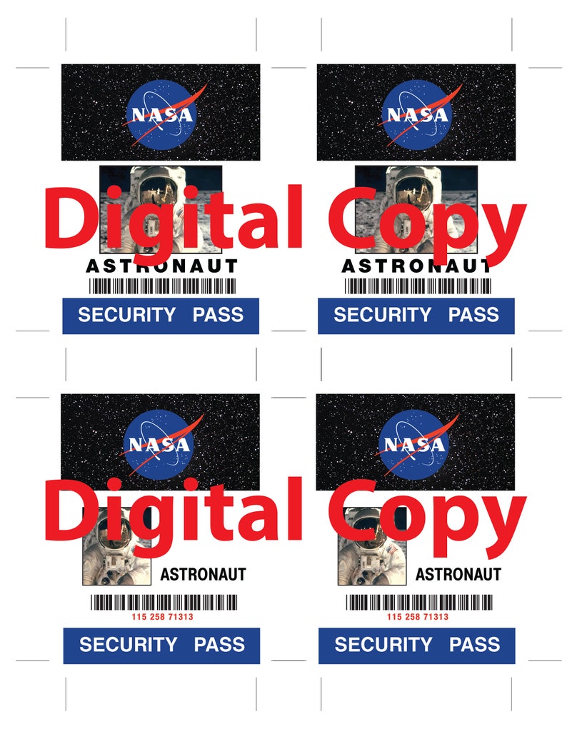 Personalized Astronaut Security Pass Badge With Badge Sleeve and Clip ...