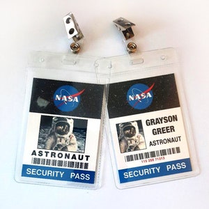 Personalized Astronaut Security Pass Badge With Badge Sleeve and Clip ...