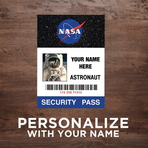 Personalized Astronaut Security Pass Badge With Badge Sleeve and Clip ...