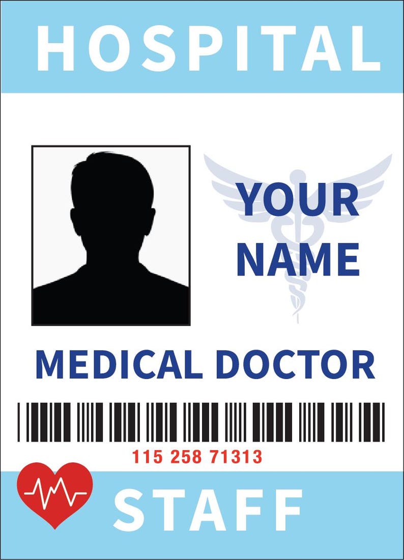 Doctor, Nurse, Surgeon, Medical Staff Badge for Costume (editable ...