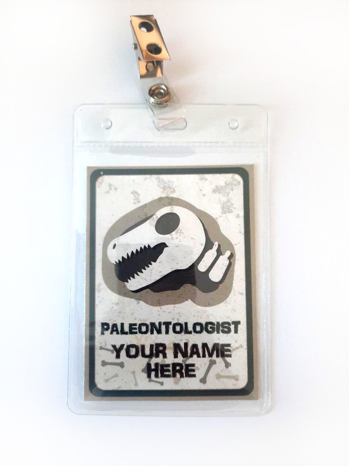 Personalized Paleontologist Badge With Badge Sleeve and Clip - Etsy