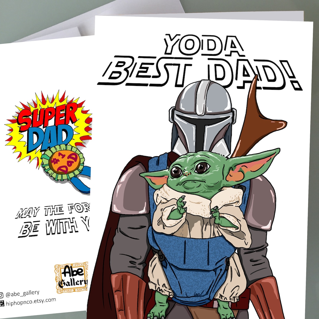 Grogu Baby Yoda Father's Day Cards Mandalorian Fathers - Etsy